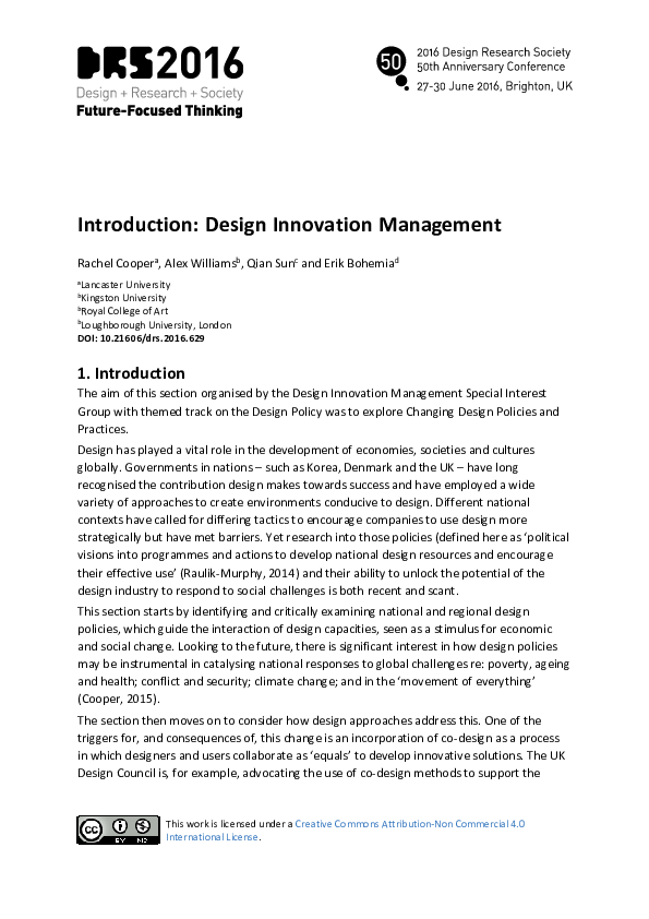 (PDF) Introduction: Design Innovation Management