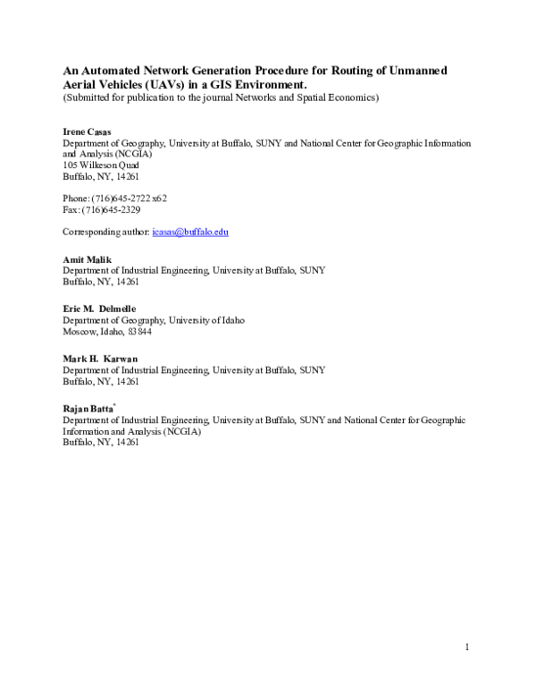 Pdf An Automated Network Generation Procedure For Routing Of Unmanned