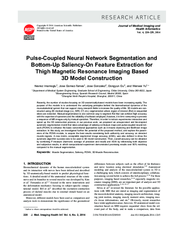 Pdf Pulse Coupled Neural Network Segmentation And Bottom Up Saliency On Feature Extraction For