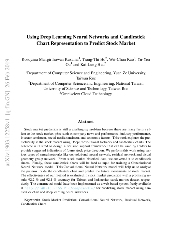 (PDF) Using Deep Learning Neural Networks and Candlestick Chart ...