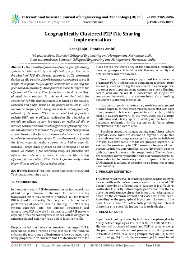 (PDF) Geographically Clustered P2P File Sharing Implementation