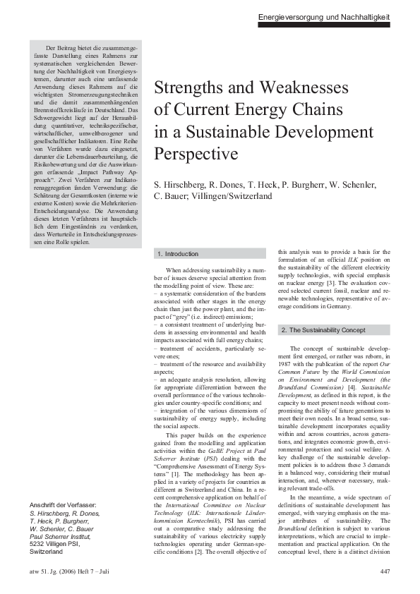(PDF) Strengths and weaknesses of current energy chains in a ...