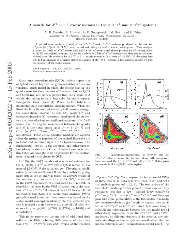(PDF) Partial wave analysis of the π-π-π+ and π-π0π0 systems and the ...