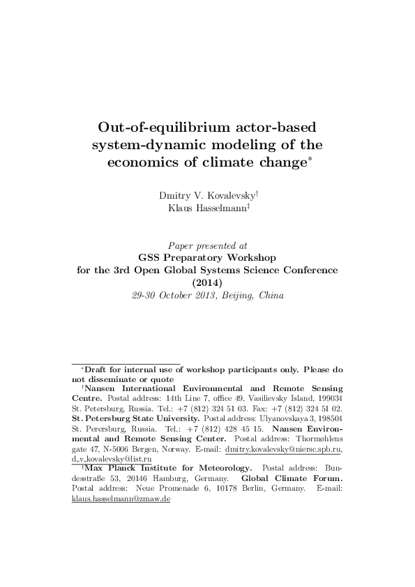 (PDF) Out-of-equilibrium actor-based system-dynamic modeling of the ...
