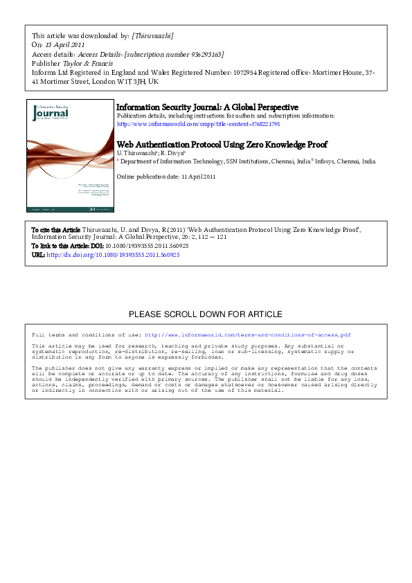 (PDF) Web Authentication Protocol Using Zero Knowledge Proof