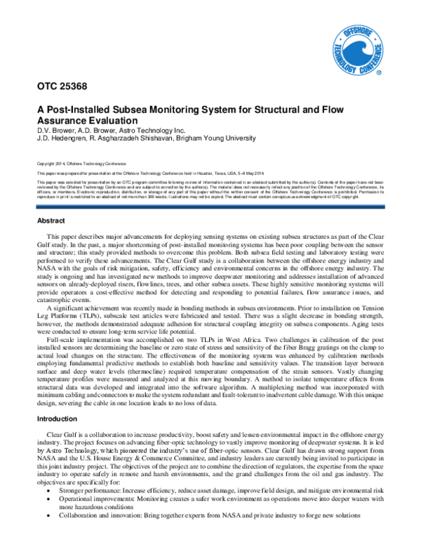 (PDF) A Post-Installed Subsea Monitoring System for Structural and Flow ...