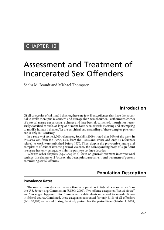 (PDF) Assessment and Treatment of Incarcerated Sex Offenders
