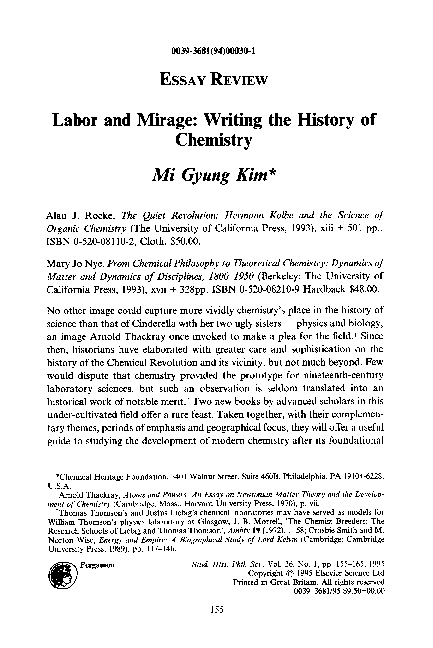 (PDF) Labor and mirage: Writing the history of chemistry