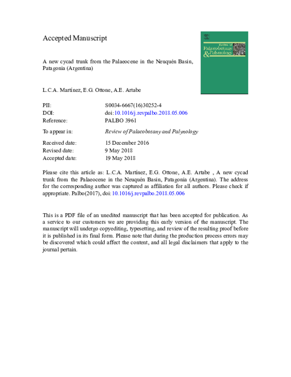 (PDF) A new cycad trunk from the Palaeocene in the Neuquén Basin ...