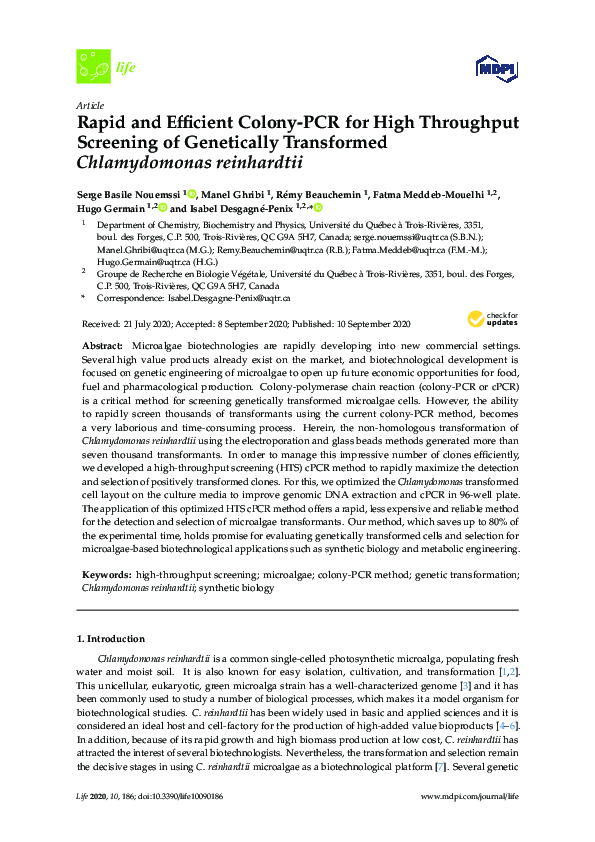 (PDF) Rapid and Efficient Colony-PCR for High Throughput Screening of ...