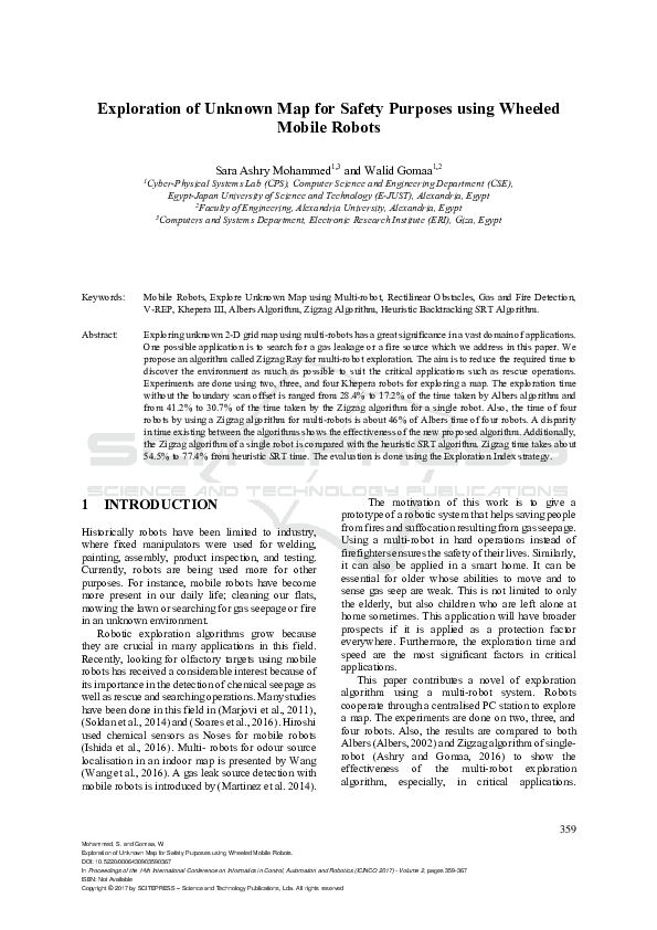 (PDF) Exploration of Unknown Map for Safety Purposes using Wheeled Mobile Robots