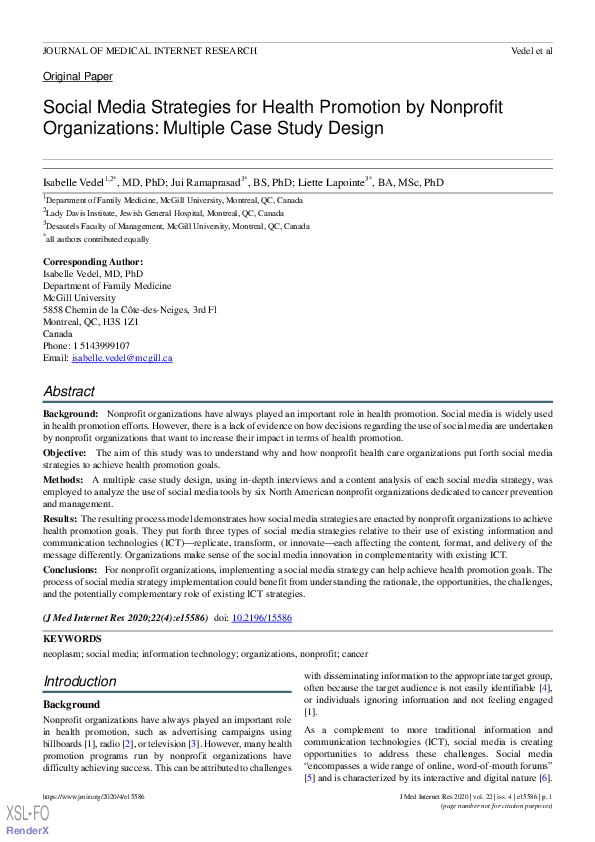 (PDF) Social Media Strategies for Health Promotion by Non-Profit ...