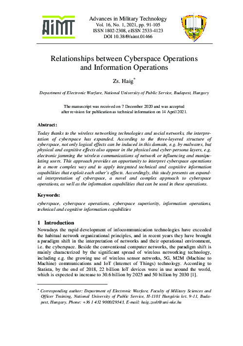 (PDF) Relationships between Cyberspace Operations and Information ...