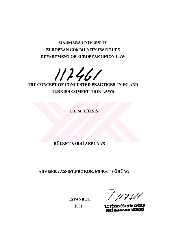 (PDF) The concept of concerted practices in EC and Turkish competition laws