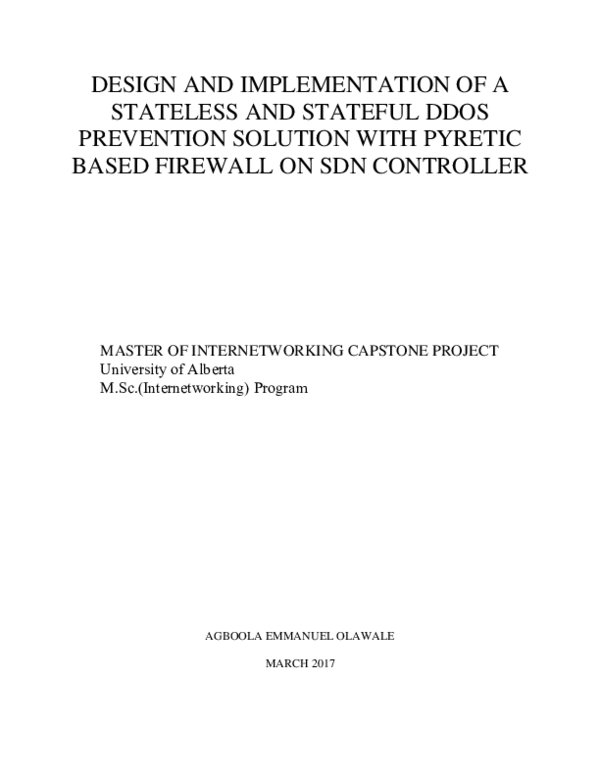 (PDF) Design and implementation of a stateless and stateful DDOS prevention solution with ...