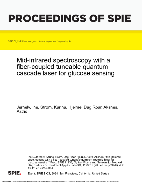 (PDF) Mid-infrared spectroscopy with a fiber-coupled tuneable quantum cascade laser for glucose ...