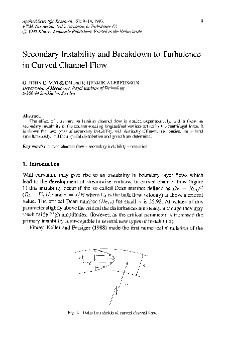 (PDF) Secondary instability and breakdown to turbulence in curved channel flow