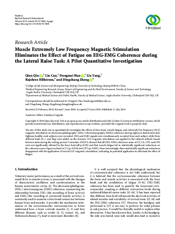 (PDF) Muscle Extremely Low Frequency Magnetic Stimulation Eliminates ...