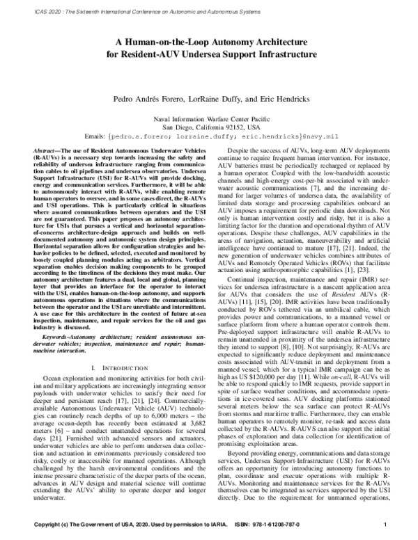 (PDF) A Human-on-the-Loop Autonomy Architecture for Resident-AUV ...