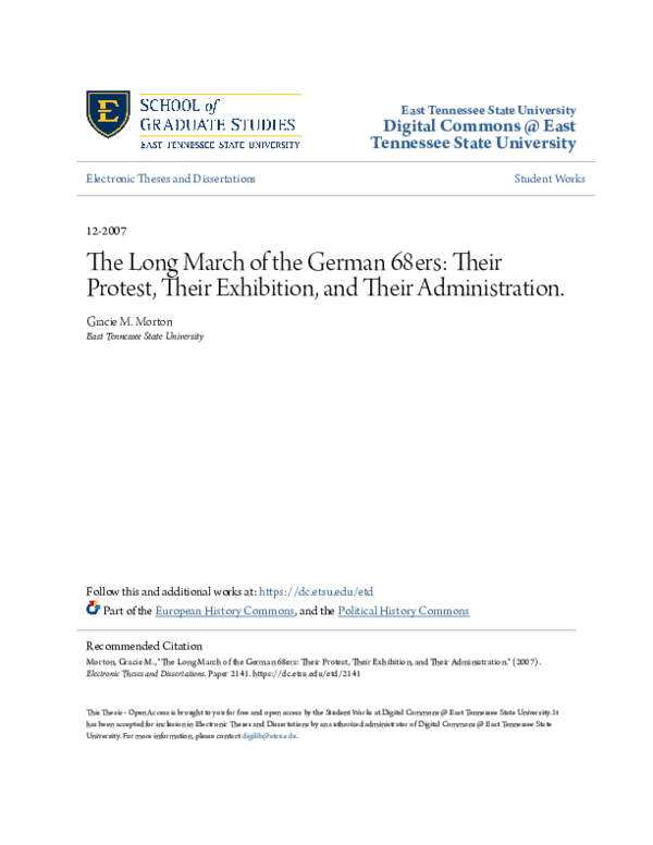 (PDF) The long march of the German 68ers: Their protest, their ...