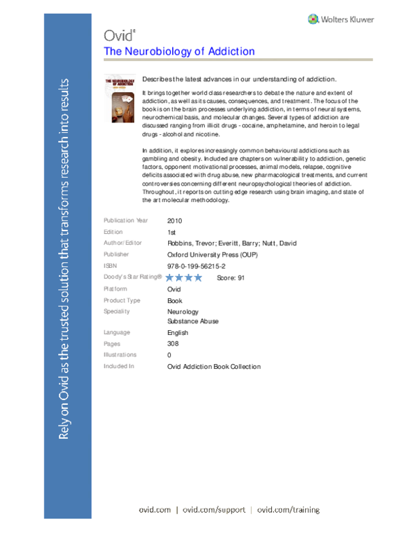 (PDF) Neurobiology of Addiction