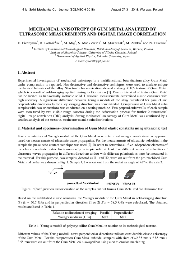 (PDF) Mechanical Anisotropy of Gum Metal Analyzed by Ultrasonic ...