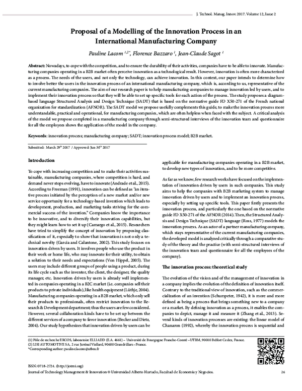 (PDF) Proposal of a Modelling of the Innovation Process in an ...