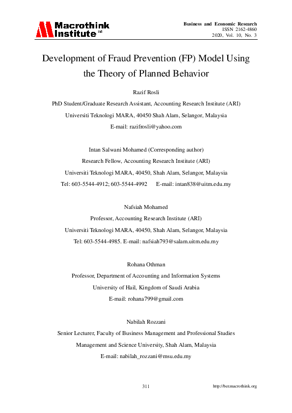 (PDF) Development of Fraud Prevention (FP) Model Using the Theory of ...