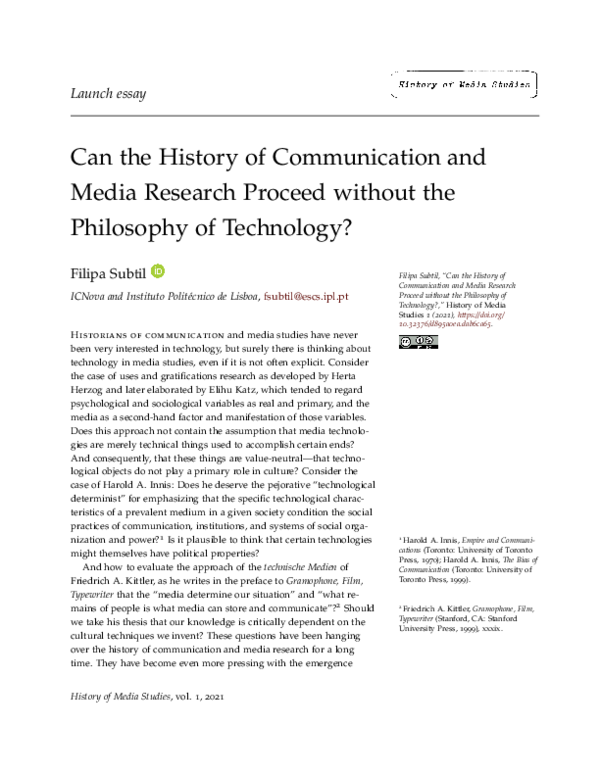 (PDF) Can the History of Communication and Media Research Proceed ...