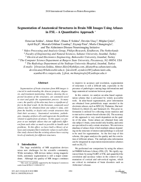 (PDF) Segmentation of Anatomical Structures in Brain MR Images Using Atlases in FSL - A ...