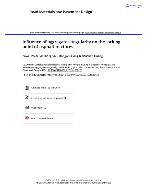 (PDF) Influence of aggregates angularity on the locking point of ...