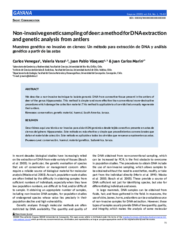 (PDF) Non-invasive genetic sampling of deer: a method for DNA ...