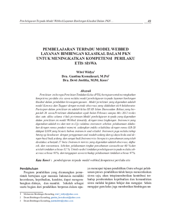 (PDF) Pembelajaran Terpadu Model Webbed Layanan Bimbingan Klasikal ...