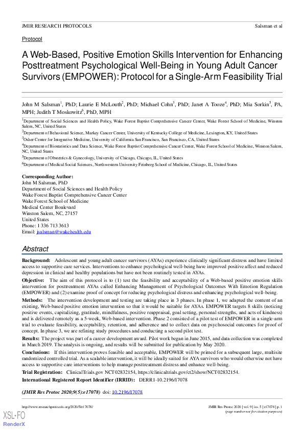 (PDF) A Web-Based, Positive Emotion Skills Intervention for Enhancing ...
