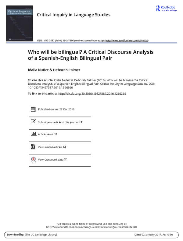 (PDF) Who will be bilingual? A Critical Discourse Analysis of a Spanish ...