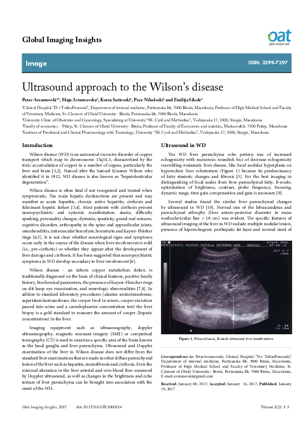 (PDF) Ultrasound approach to the Wilson’s disease