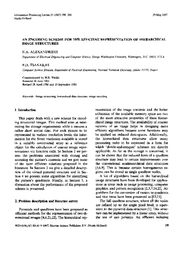 Pdf An Encoding Scheme For The Efficient Representation Of Hierarchical Image Structures