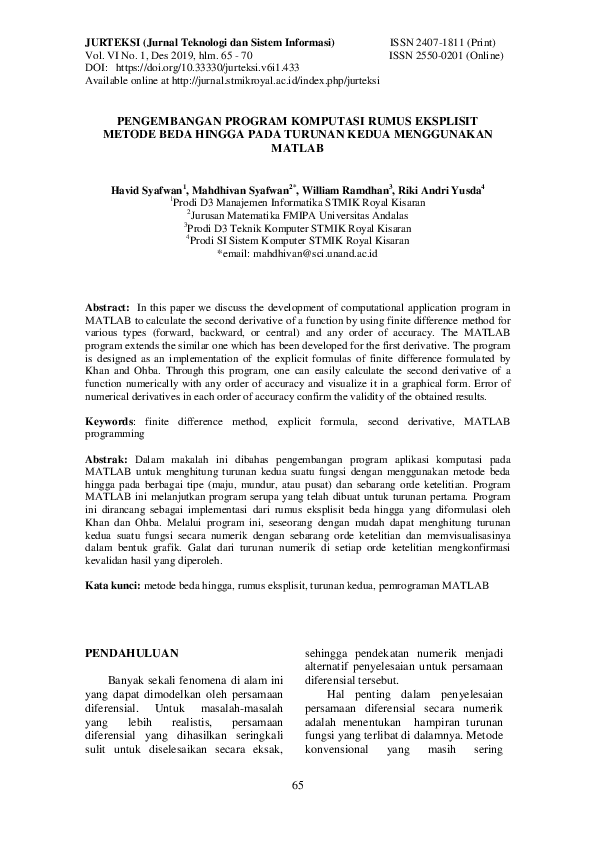 (PDF) Pengembangan Program Komputasi Rumus Eksplisit Metode Beda Hingga ...