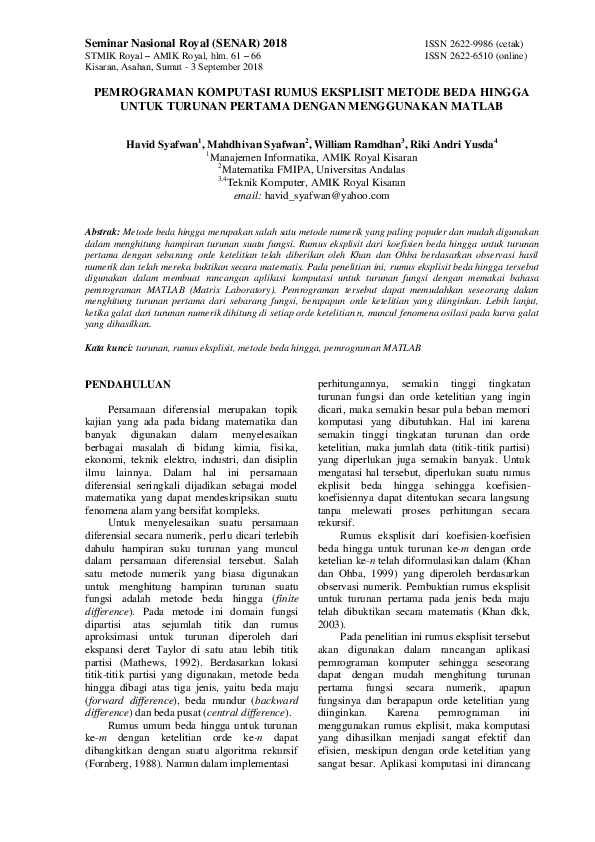 (PDF) Pemrograman Komputasi Rumus Eksplisit Metode Beda Hingga Untuk ...