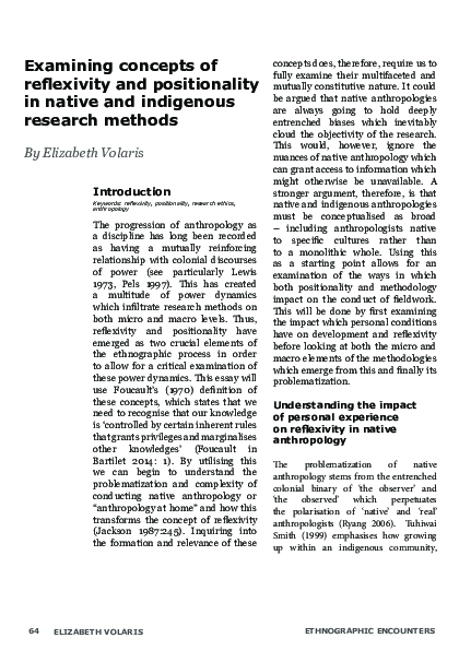 (PDF) Examining Concepts of Reflexivity and Positionality in Native and ...