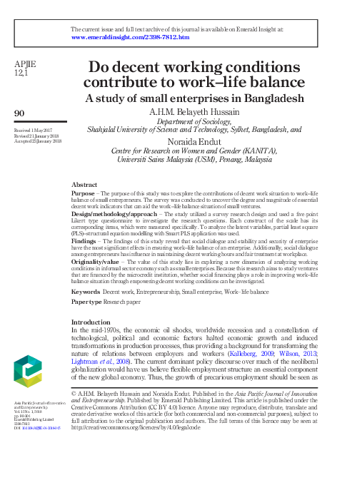 (PDF) Do decent working conditions contribute to work–life balance