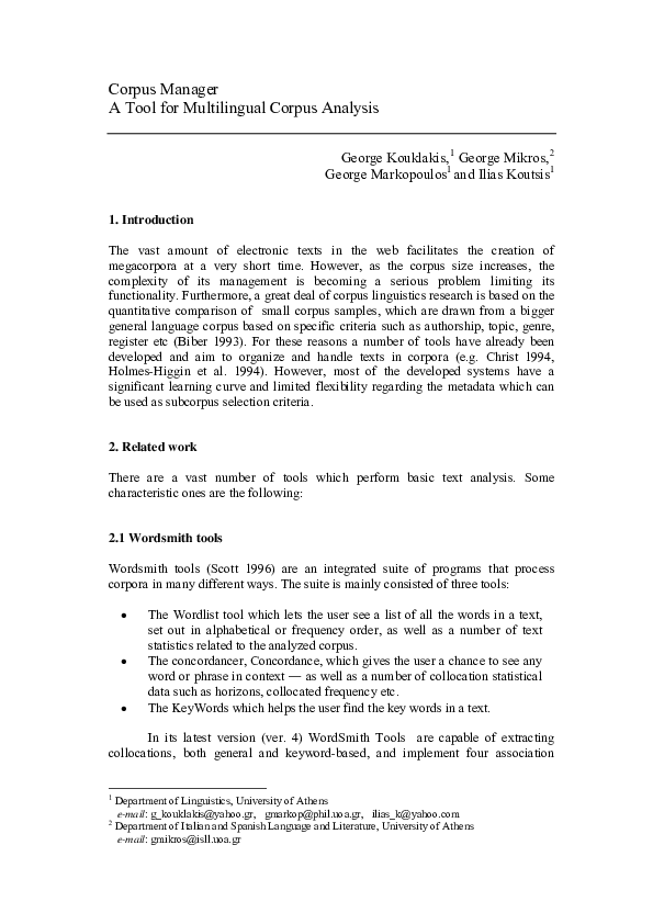 (PDF) Corpus Manager: A tool for multilingual corpus analysis