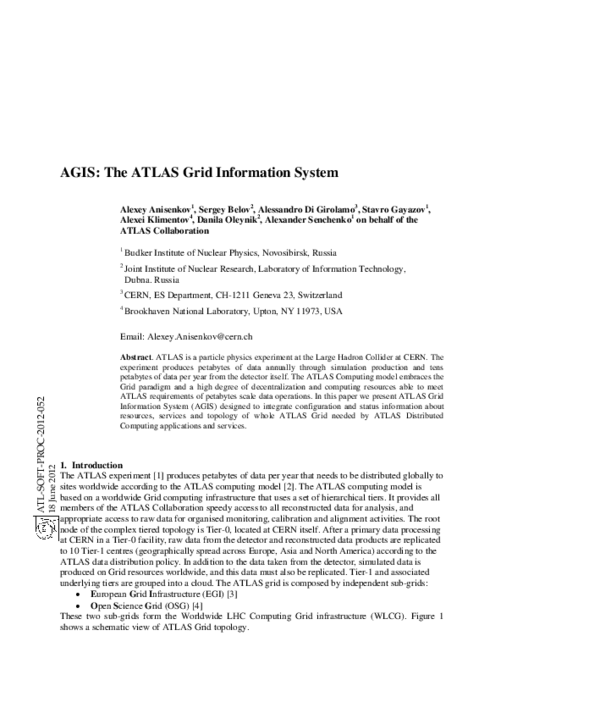 (PDF) AGIS: The ATLAS Grid Information System