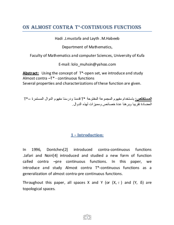 (DOC) On almost contra-T*-continuous function