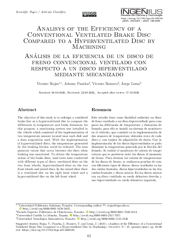 (PDF) Analisys of the Efficiency of a Conventional Ventilated Brake ...