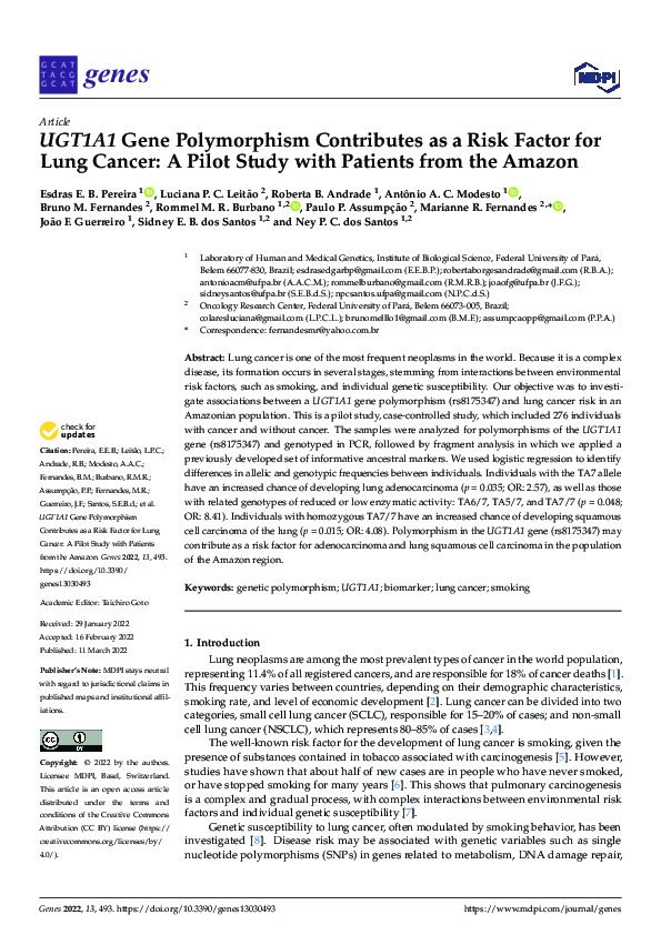 (PDF) UGT1A1 Gene Polymorphism Contributes as a Risk Factor for Lung ...