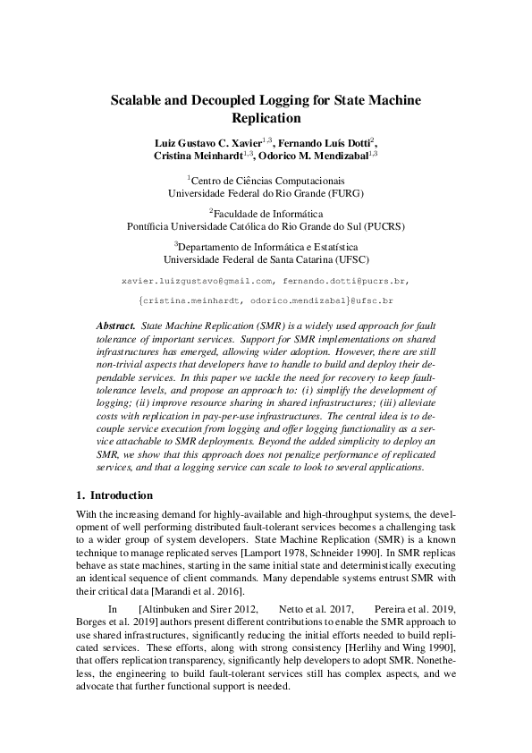 (PDF) Scalable and Decoupled Logging for State Machine Replication