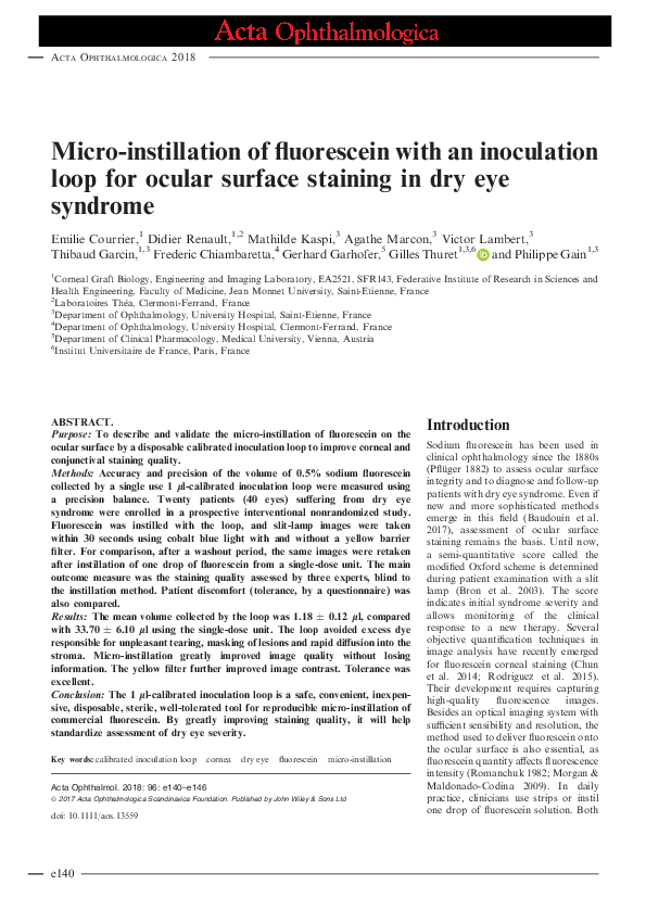 (PDF) Micro-instillation of fluorescein with an inoculation loop for ...
