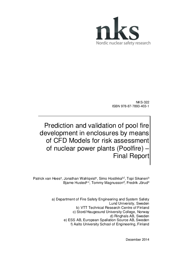 (PDF) Prediction and validation of pool fire development in enclosures ...