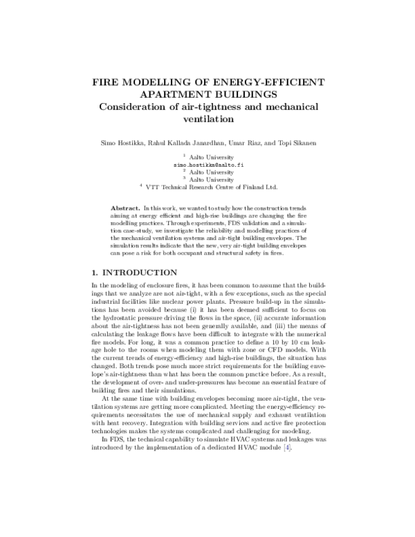 (PDF) FIRE MODELLING OF ENERGY-EFFICIENT APARTMENT BUILDINGS ...